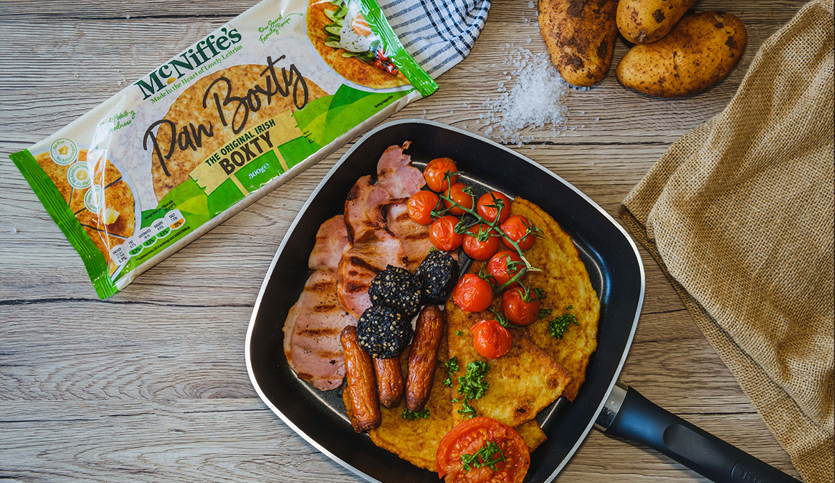Boxty is a Irish Potato Pancake made by McNiffes in Lovely leitrim